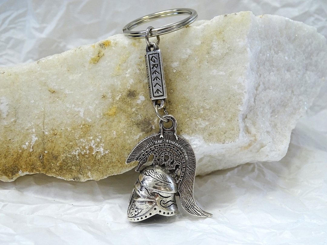 Goddess Athena and Snake Helmet Keychain, Free of Nickel Keyring, Greek ...