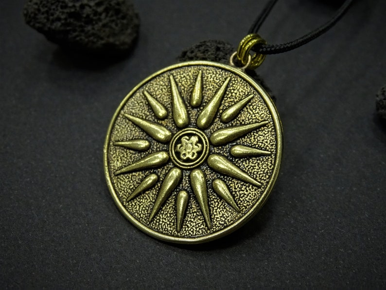 Big Sun Disc Necklace Macedonian Sun Pendant Star of - Etsy