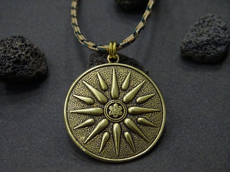 Big Sun Disc Necklace Macedonian Sun Pendant Star of - Etsy