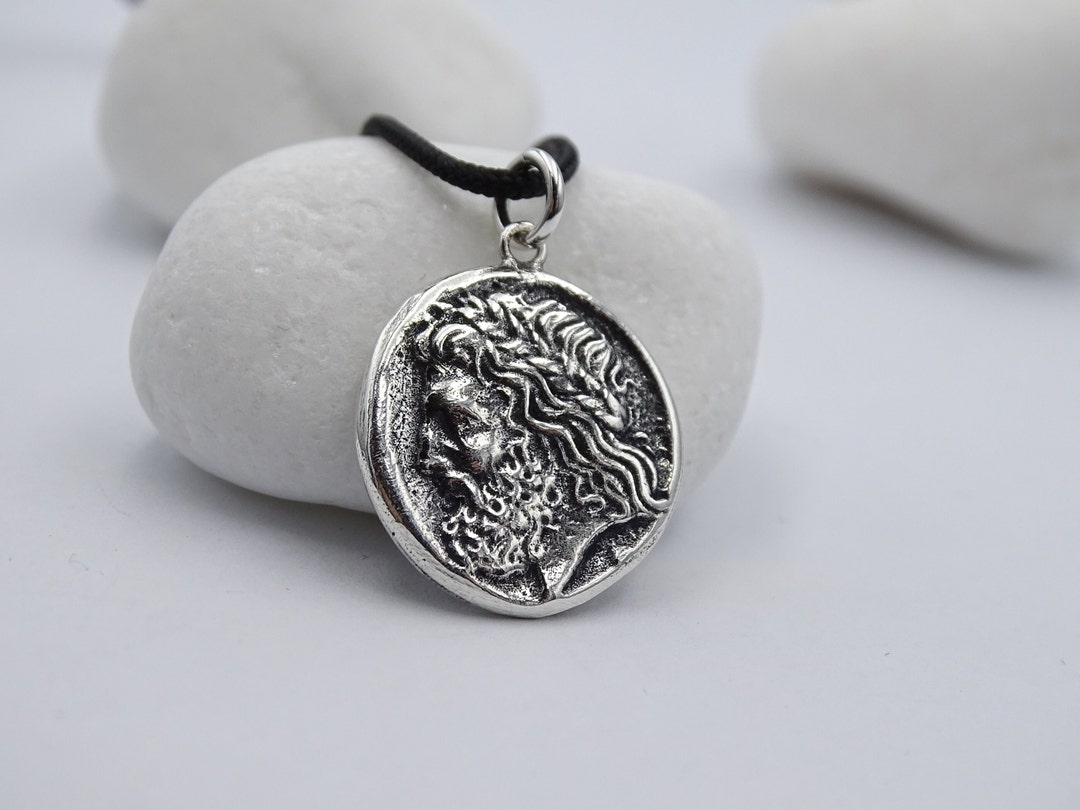 Zeus Lycaeus and God Pan Silver Coin Pendant Necklace, Arcadian Coin ...