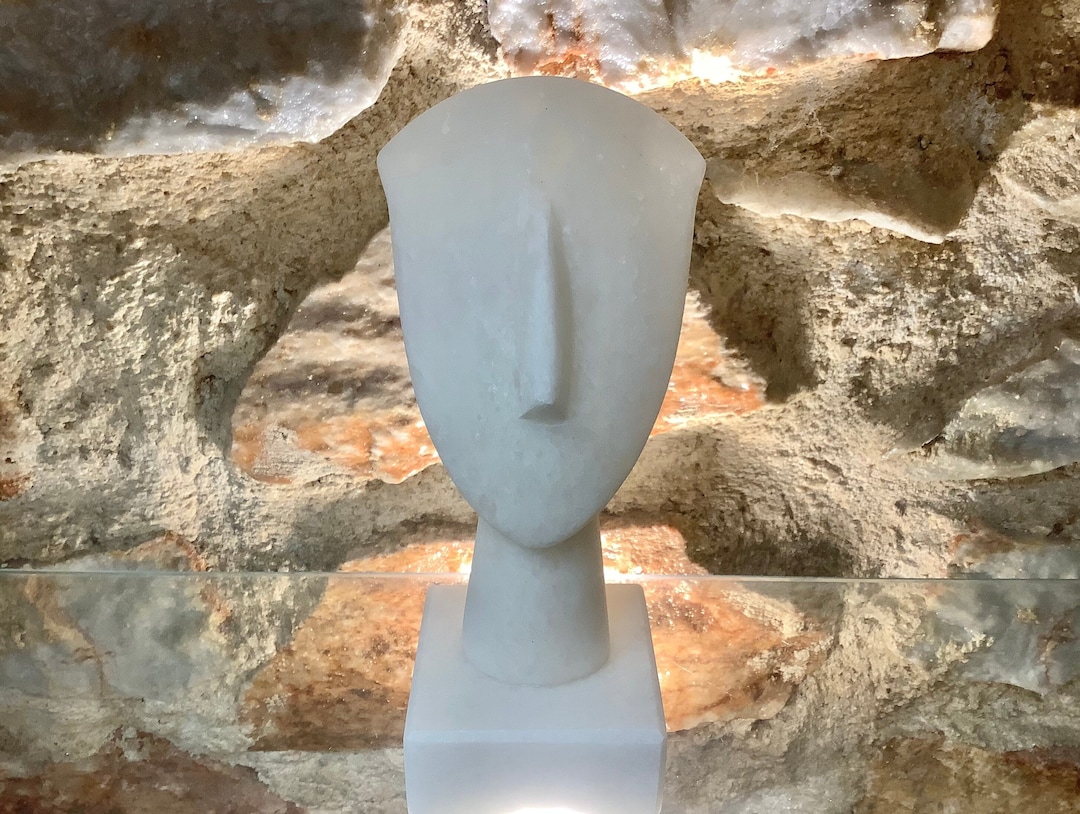 Real Marble Cycladic Art Figure Face, White Marble Head, Museum Copy ...