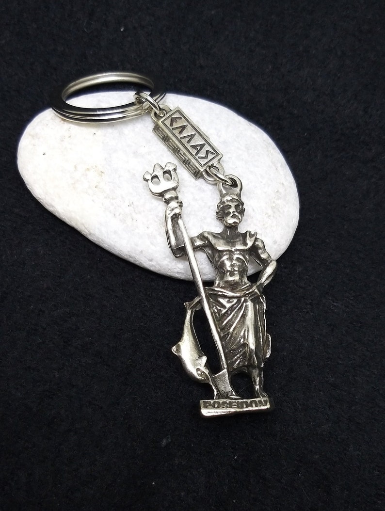 God Poseidon Keychain Neptune Statue Keychain Greek - Etsy
