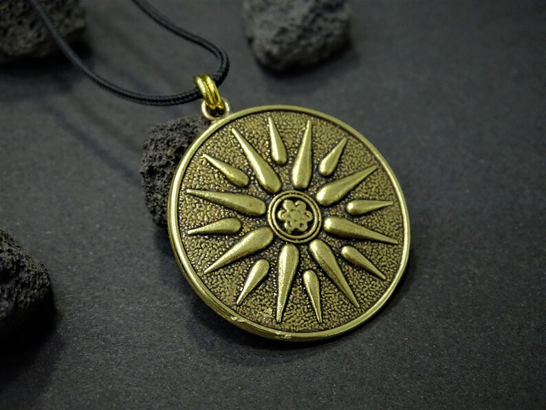 Big Sun Disc Necklace Macedonian Sun Pendant Star of - Etsy