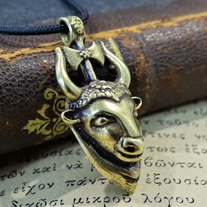 Minotaur Pendant Necklace, the Greek Monster of Crete, Minoan Bronze ...