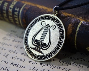 God Apollo Lyre Bronze Pendant, Apollo Instrument Pendant, God of Sun ...