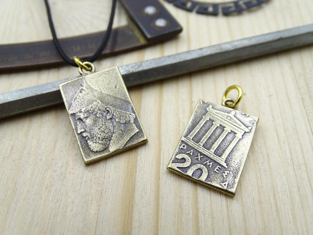 Pericles Hand Cut Square 20 Drachma Greek Modern Coin Pendant ...
