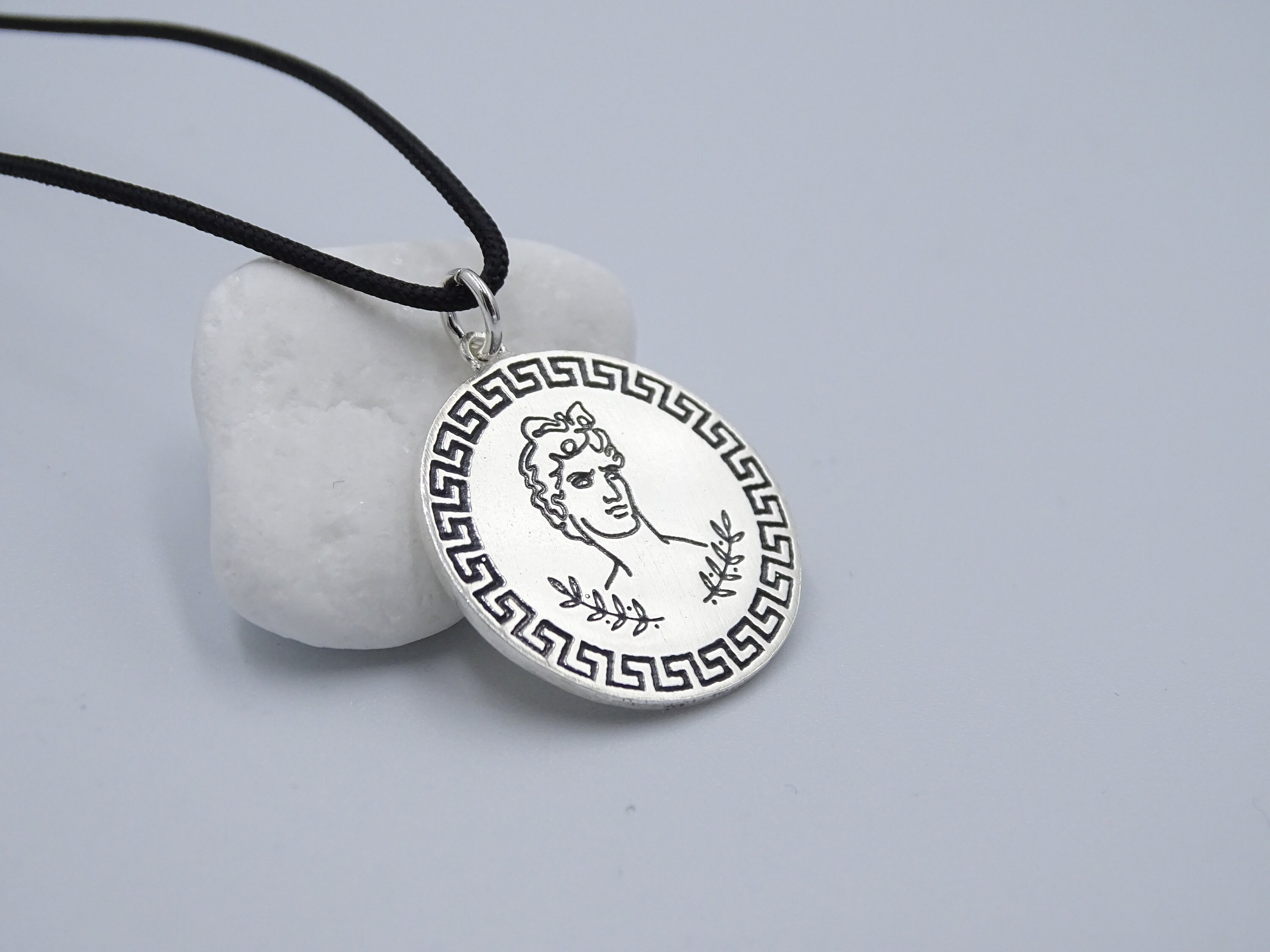 God Apollo Ancient Greek Silver Pendant Greek God Necklace - Etsy
