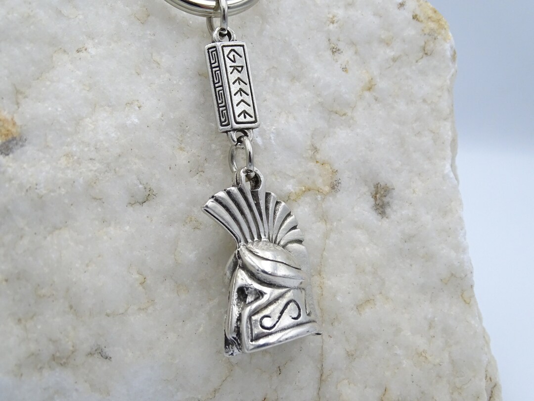 Greek Warrior Helmet Keychain, Helmet Keyring in Zamak Metal, Biker Key ...
