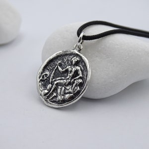 Zeus Lycaeus and God Pan Silver Coin Pendant Necklace, Arcadian Coin ...