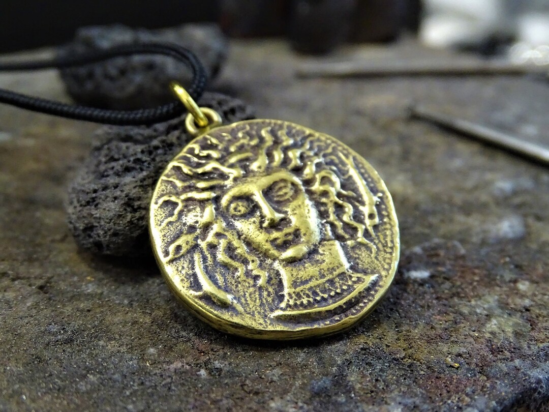 Big Arethusa Coin Pendant, Nymph Greek Coin, Arethusa Antique Bronze ...