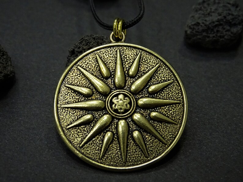 Big Sun Disc Necklace Macedonian Sun Pendant Star of - Etsy