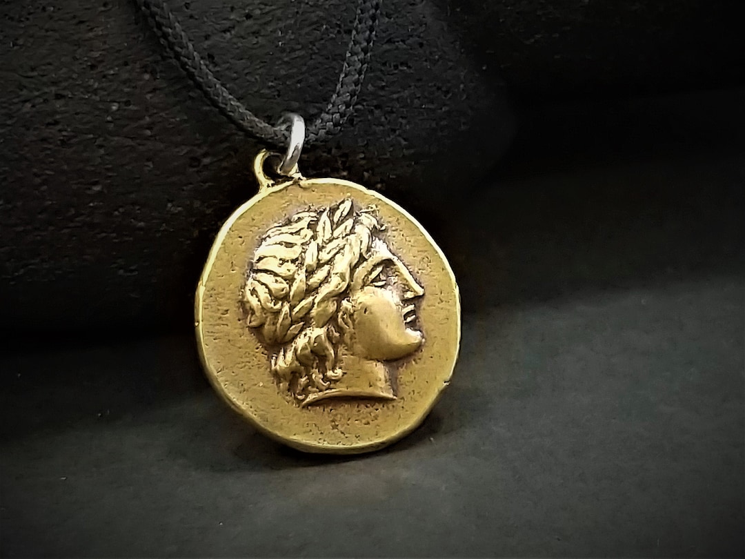 Apollo Greek Coin Pendant Necklace, Antique Bronze Coin, Rare Greek ...