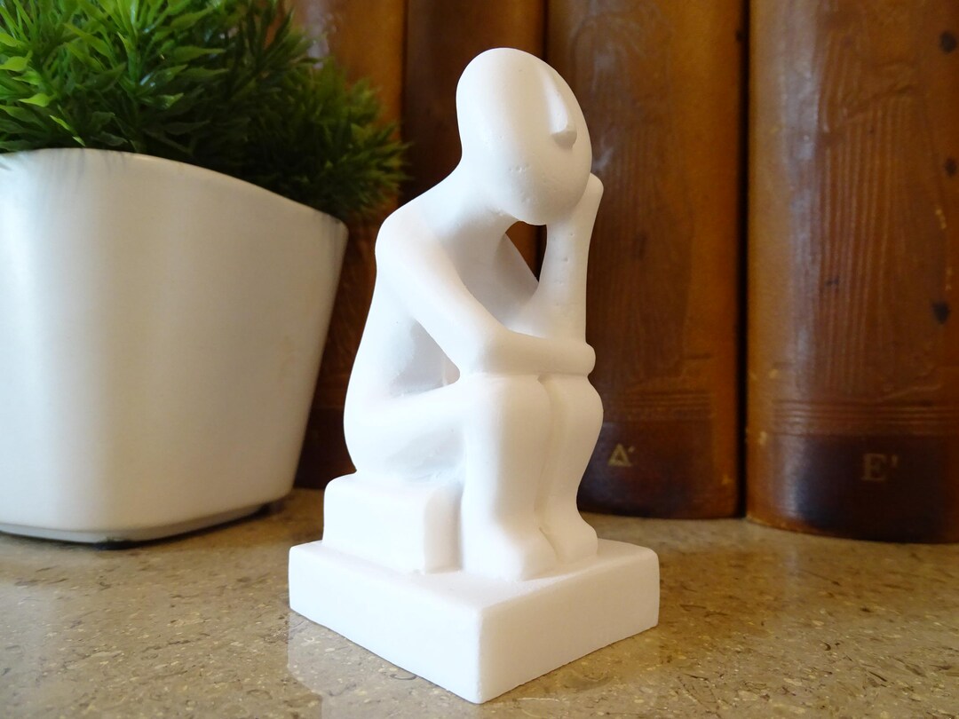 The Thinker - Cycladic Art White Alabaster Statue, Thinking of You Gift ...