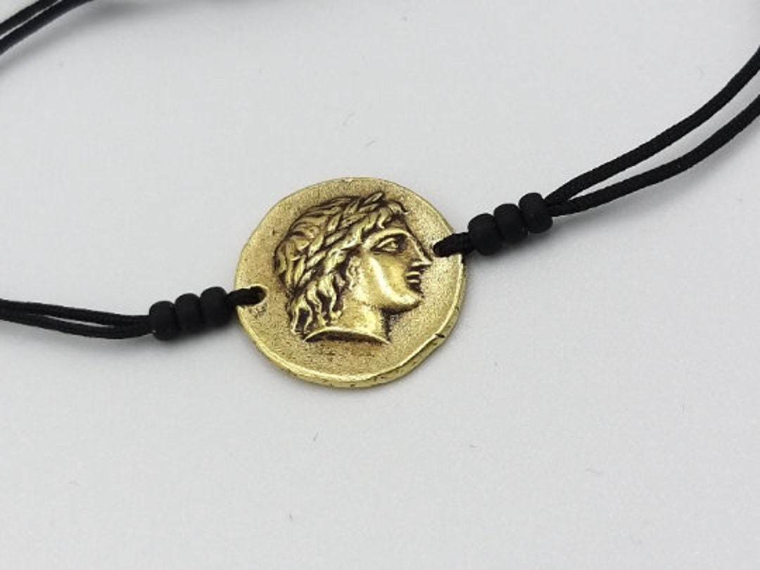 God Apollo Ancient Greek Coin Bracelet, Greek Gouri, Greek Jewelry ...