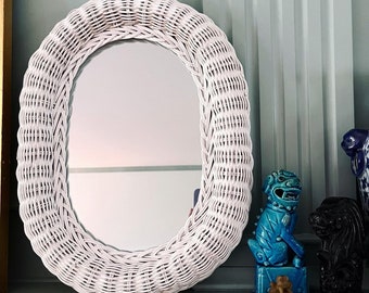 White Wicker Mirror - Etsy