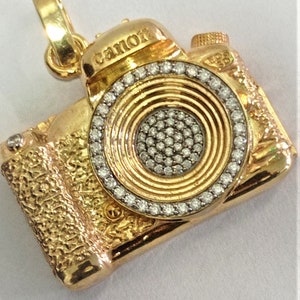 2.00ctw VVS1 Diamond Camera Pendant, 925 Sterling Silver Camera Pendant ...