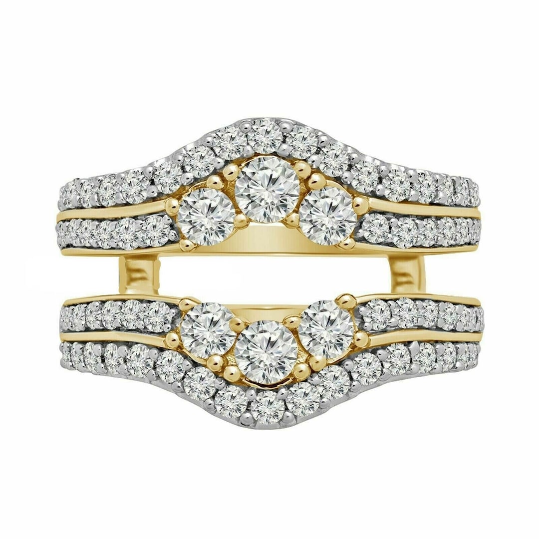 Enhancer Ring Set, 14K Yellow Gold Finish 2.00 Ct White Diamond Wedding ...