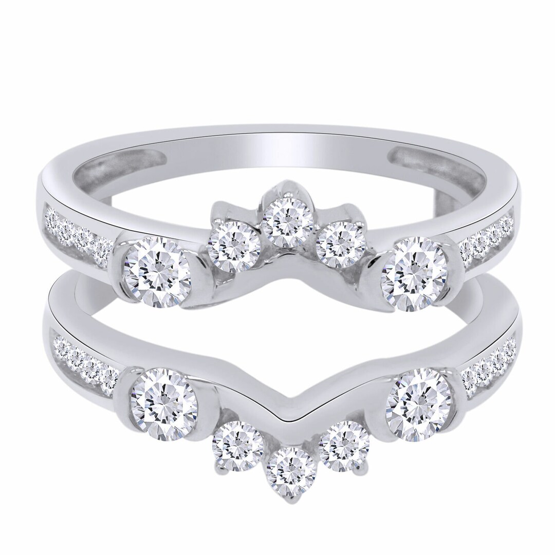 Enhancer Rings 14K White Gold Finish 1.10ct Diamond - Etsy