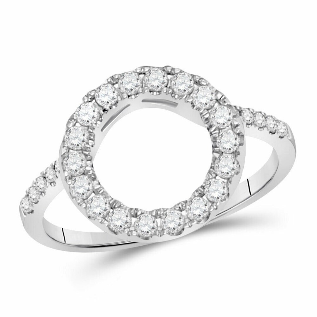 Enhancer Rings, 14kt White Gold Finish, Womens Round Diamond Wrap Ring ...