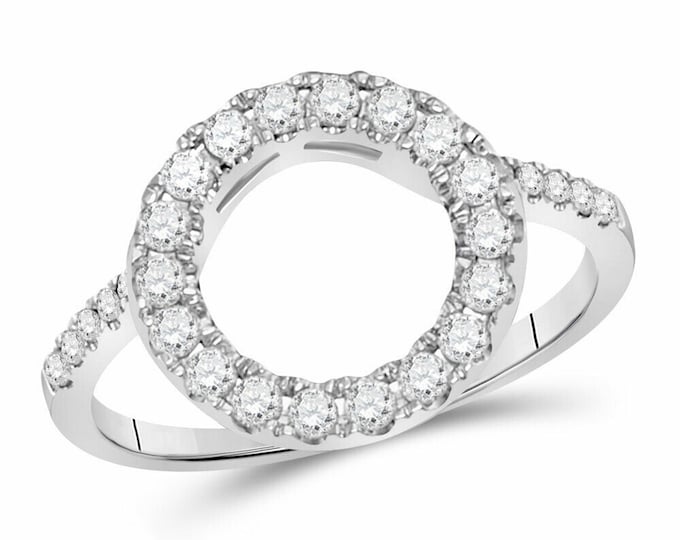 Enhancer Rings, 14kt White Gold Finish, Womens Round Diamond Wrap Ring ...