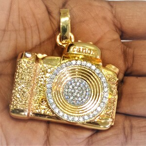 2.00ctw VVS1 Diamond Camera Pendant, 925 Sterling Silver Camera Pendant ...