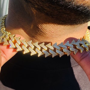15MM Men's Cuban Link Chain Custom Diamond Cuban Link Chain Silver ...