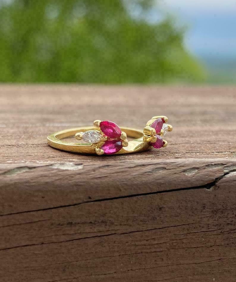 Enhancer Ring Band 2 Ct Ruby & Diamond Guard Wrap Band Ring - Etsy