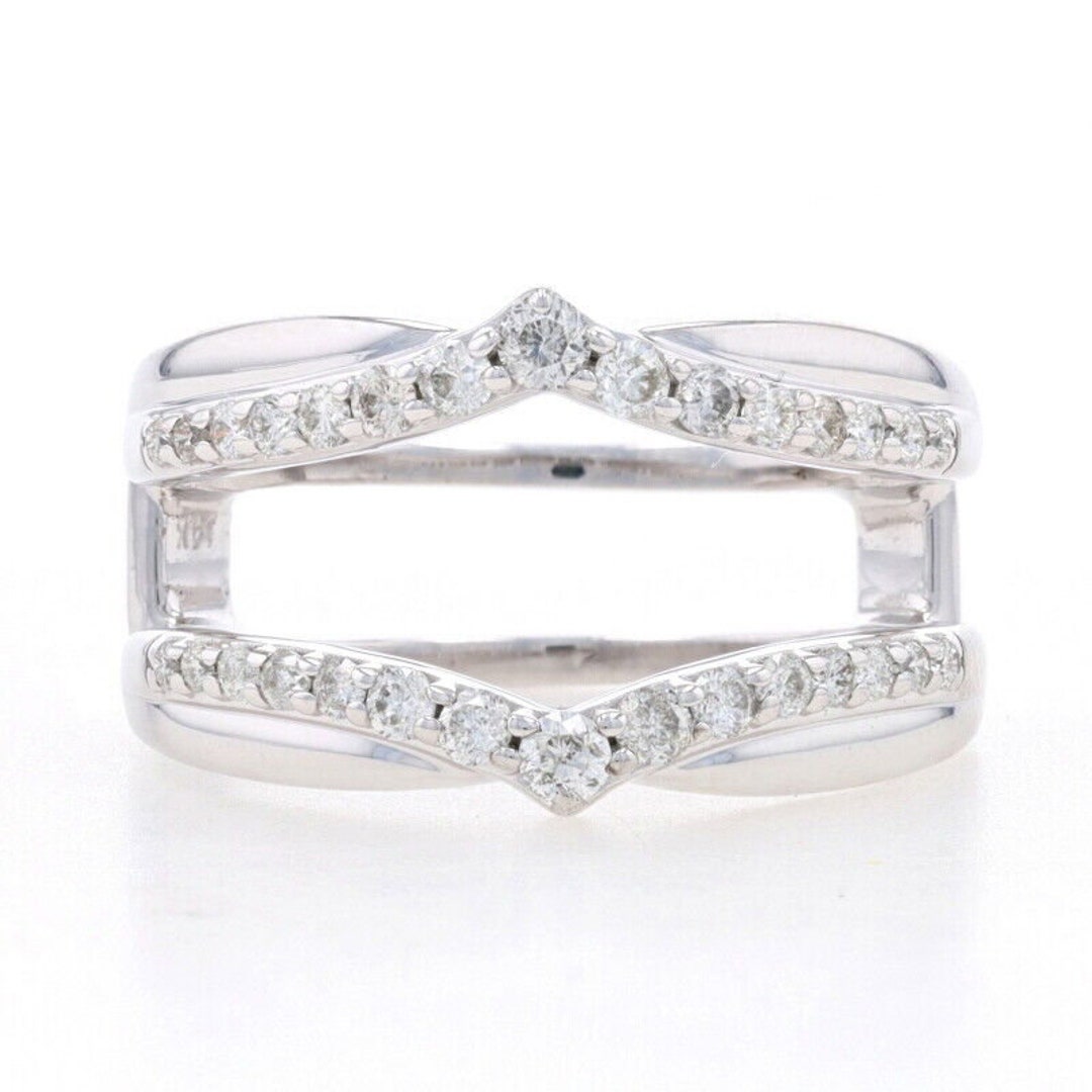 Enhancer Ring Band, 14k White Gold Finish, Diamond Enhancer Wedding ...