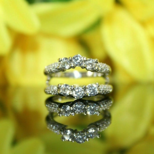 Enhancer Ring Band Two-tone Women's 2.00 Ct Round-cut | Etsy