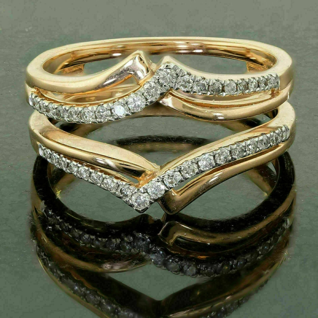 Diamond, Curved Enhancer Wedding Band, Eternity Bridal Ring Rose Gold ...