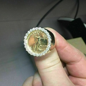 Engagement Ring, Lady Liberty Coin Ring 2.01 Ct Round Cut Simulated ...