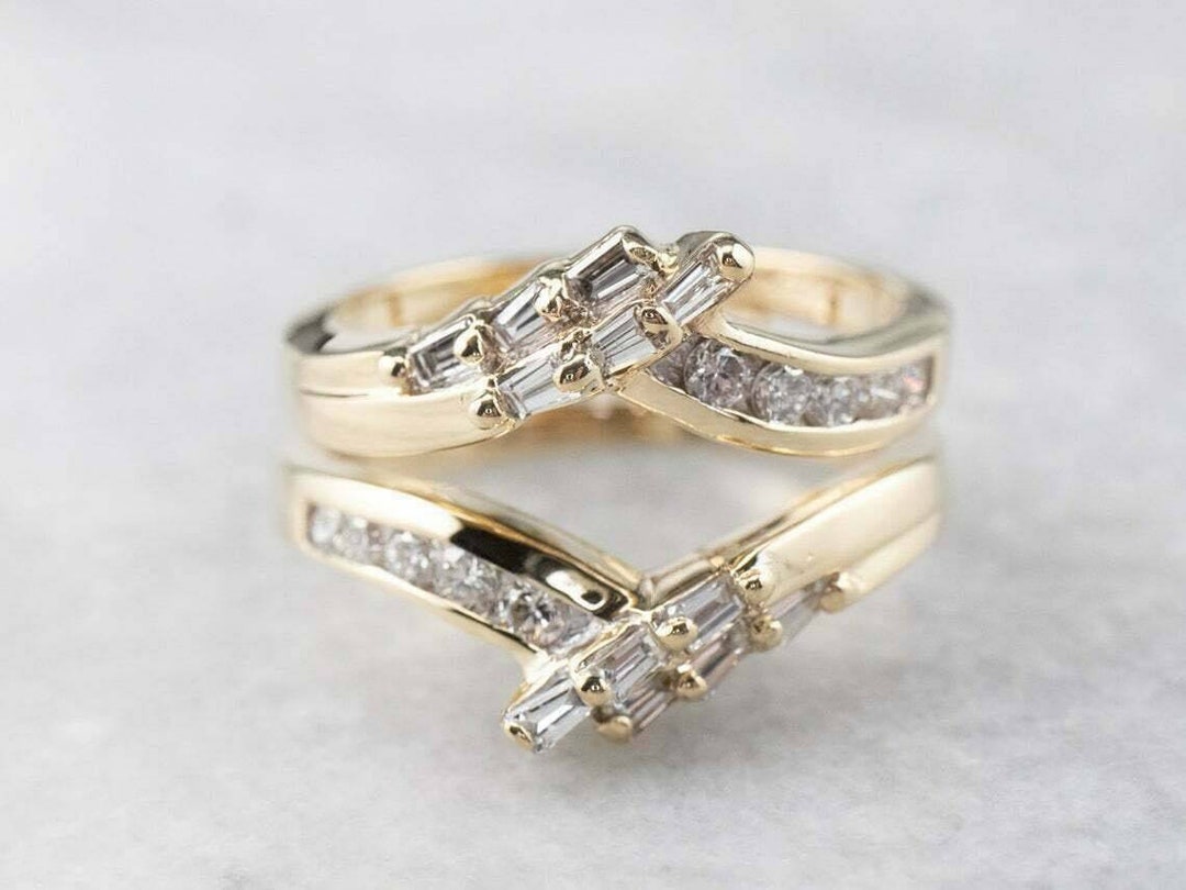 Enhancer Ring Band, 1 Ct Round Cut Diamond Wedding Enhancer Wrap Band ...