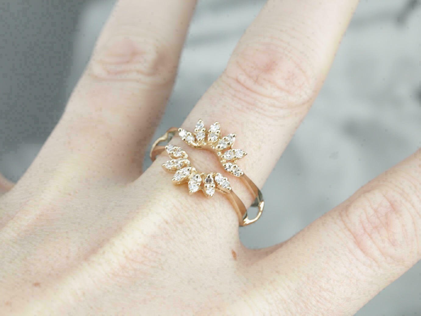 Moissanite Curved Enhancer Wedding Band, Eternity Ring 14k Yellow Gold ...