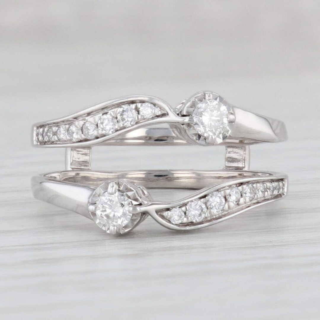 Enhancer Ring Sets, 0.33ctw Diamond Ring Jacket 14k White Gold Finish ...