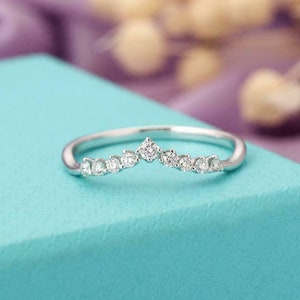 Enhancer Ring Bands Curved Chevron Stackable Wedding Band 2ct - Etsy