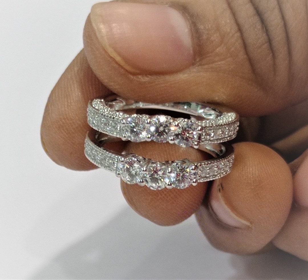 925 Sterling Silver Enhancer Ring Band 2.00CT Round Cut Diamond ...