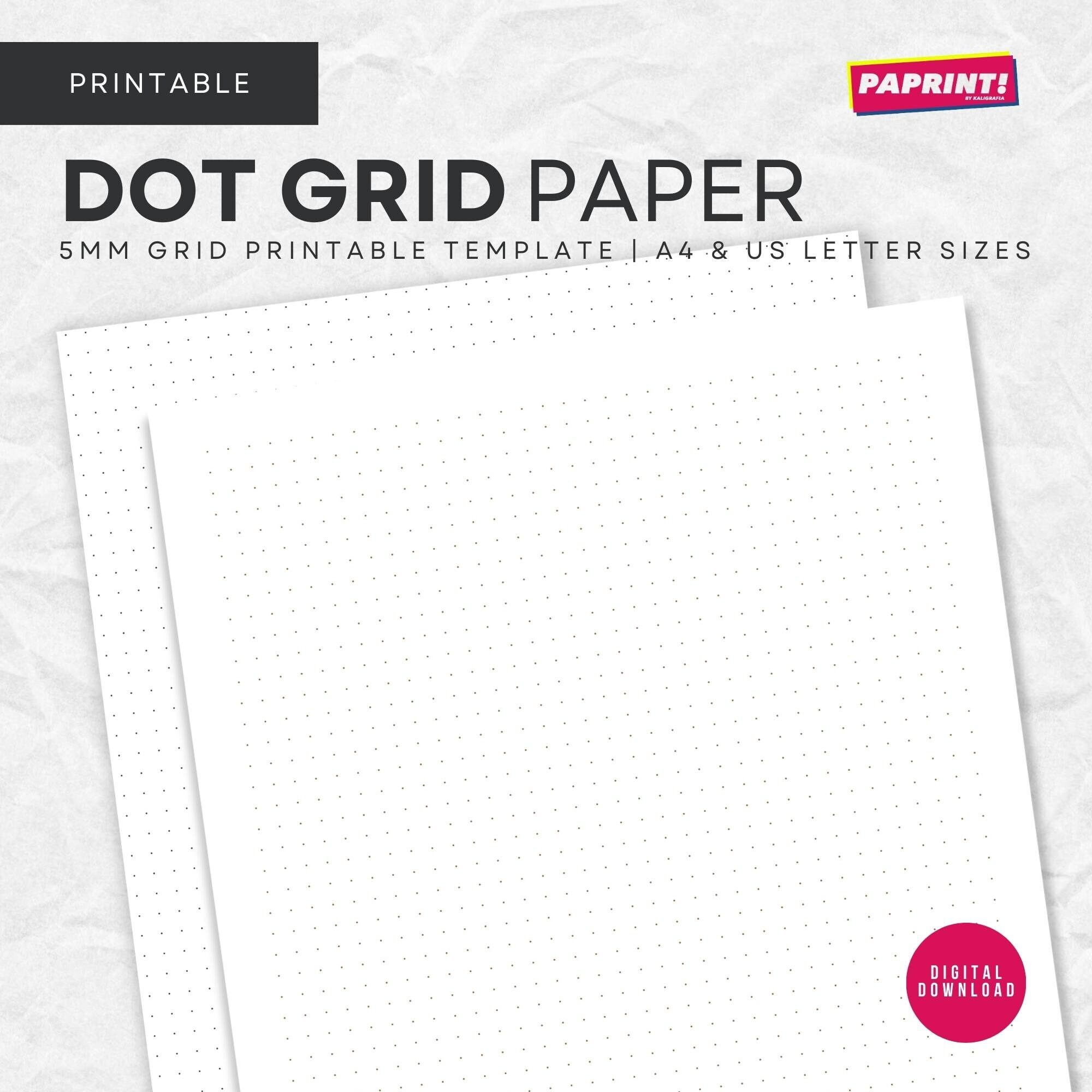 Printable Dot Grid Paper A4 and Letter Print at Home Dot Paper, 5 Mm ...