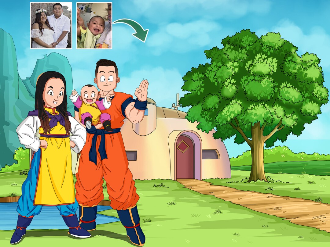 Sale DBZ Portrait, Custom Family Portrait, Full Body GOKU HOUSE, Custom ...