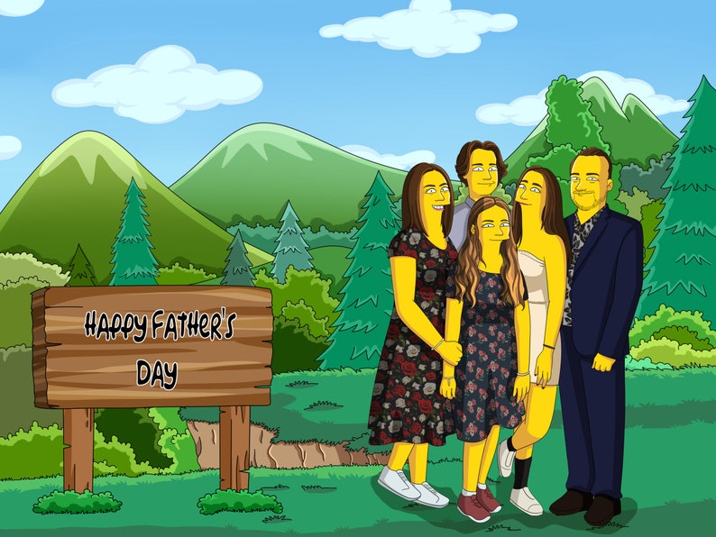 SALE Simpsons Portrait for Him, FULL BODY Christmas Gifts Custom Family ...