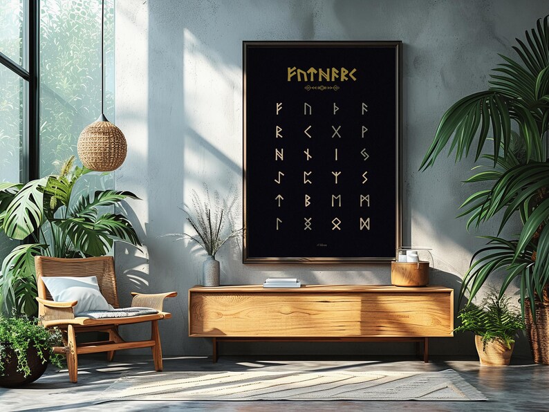 Futhark Rune Poster | Elder Futhark Alphabet Chart | Norse Mythology ...