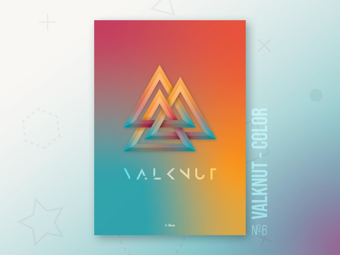Valknut Poster Norse Mythology Wall Art Valknut Symbol With Colorful ...