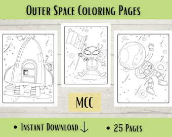Astronaut, Outer Space, Rockets, Planets, and UFO Coloring Sheets for ...