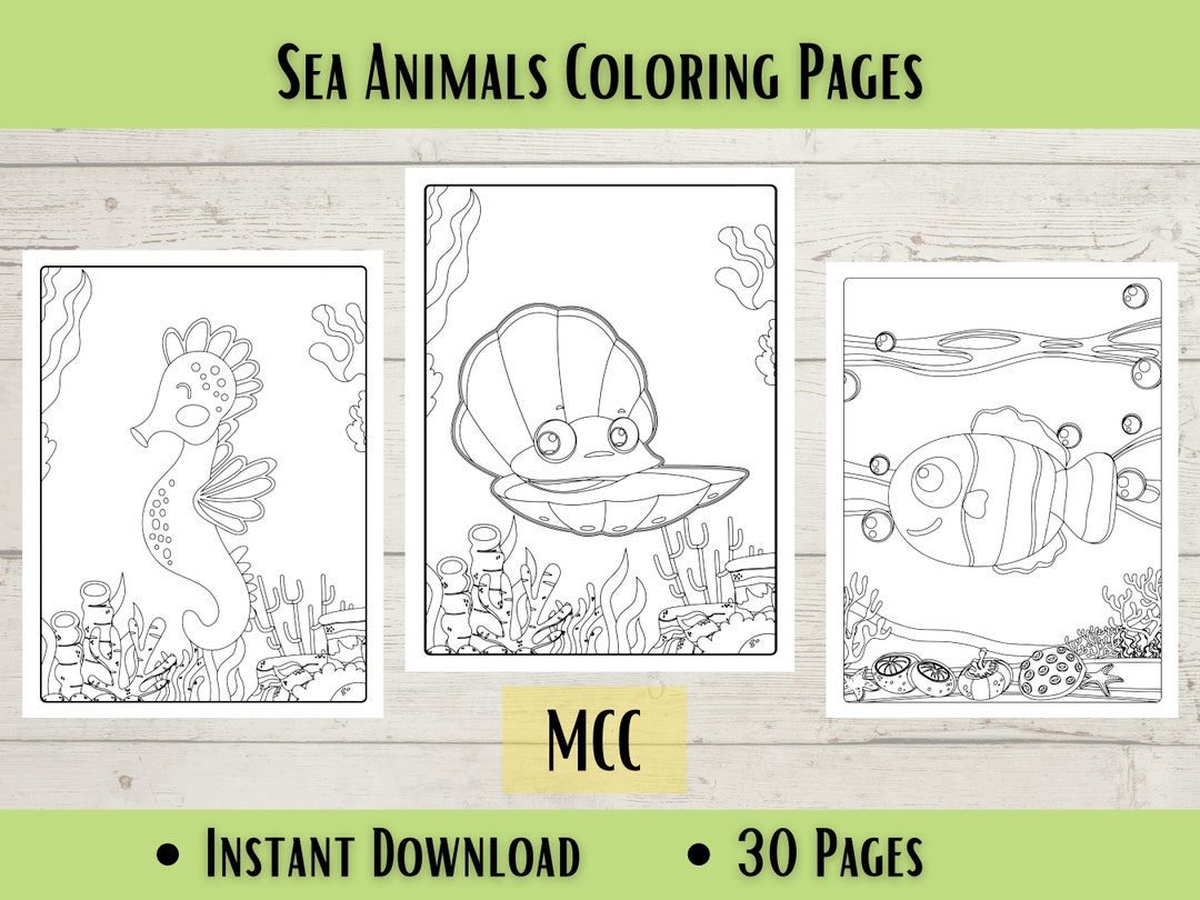 Sea Animals Coloring Pages Ocean Creature Coloring Book Octopus, Fish ...