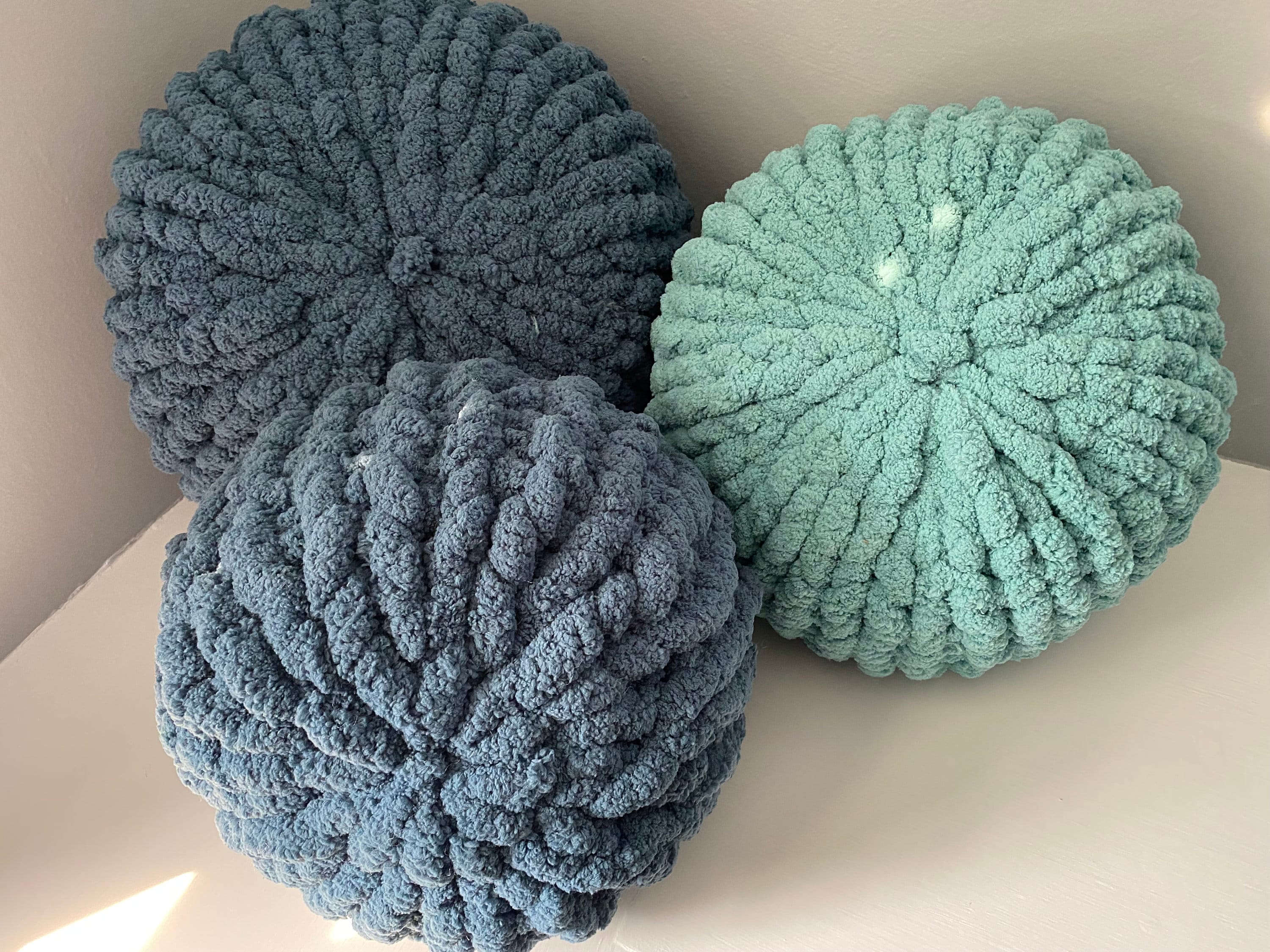 Large Blue Round Pillow, Blue Round Pillow, Adriatic Blue Pillow ...