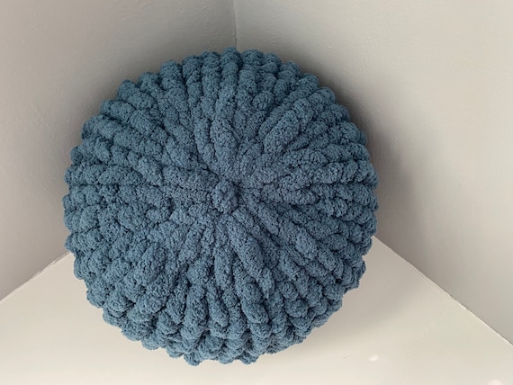 Large Blue Round Pillow Blue Round Pillow Adriatic Blue - Etsy