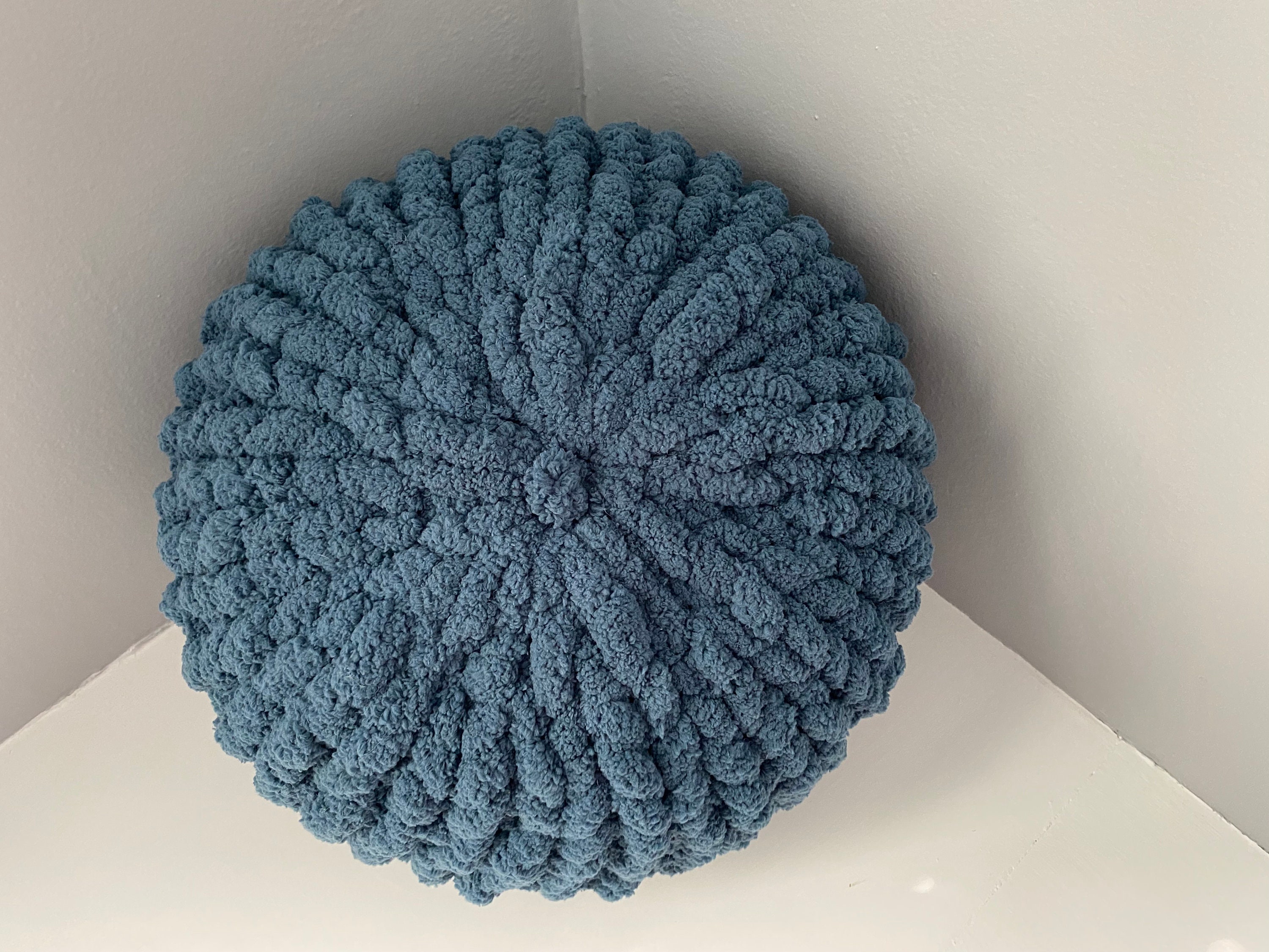 Large Blue Round Pillow, Blue Round Pillow, Adriatic Blue Pillow ...