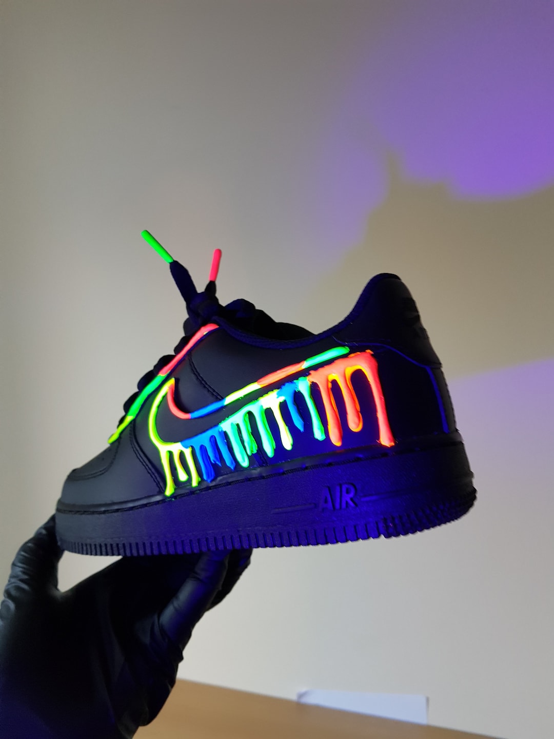 AF1 Custom Drips, Black Drip Shoes, Black Air Force 1, Custom Sneakers ...
