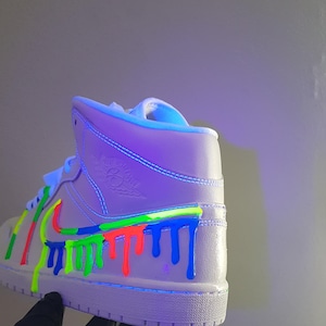 Custom Nike Air Jordan 1 Mid Drippy Neon Shoes Kids Wedding Shoes AJ1 ...