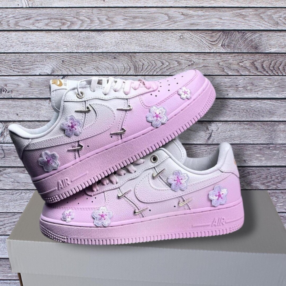 Custom AF1 Sneakers – Hand Painted Air Force 1 With Pink Drop and ...