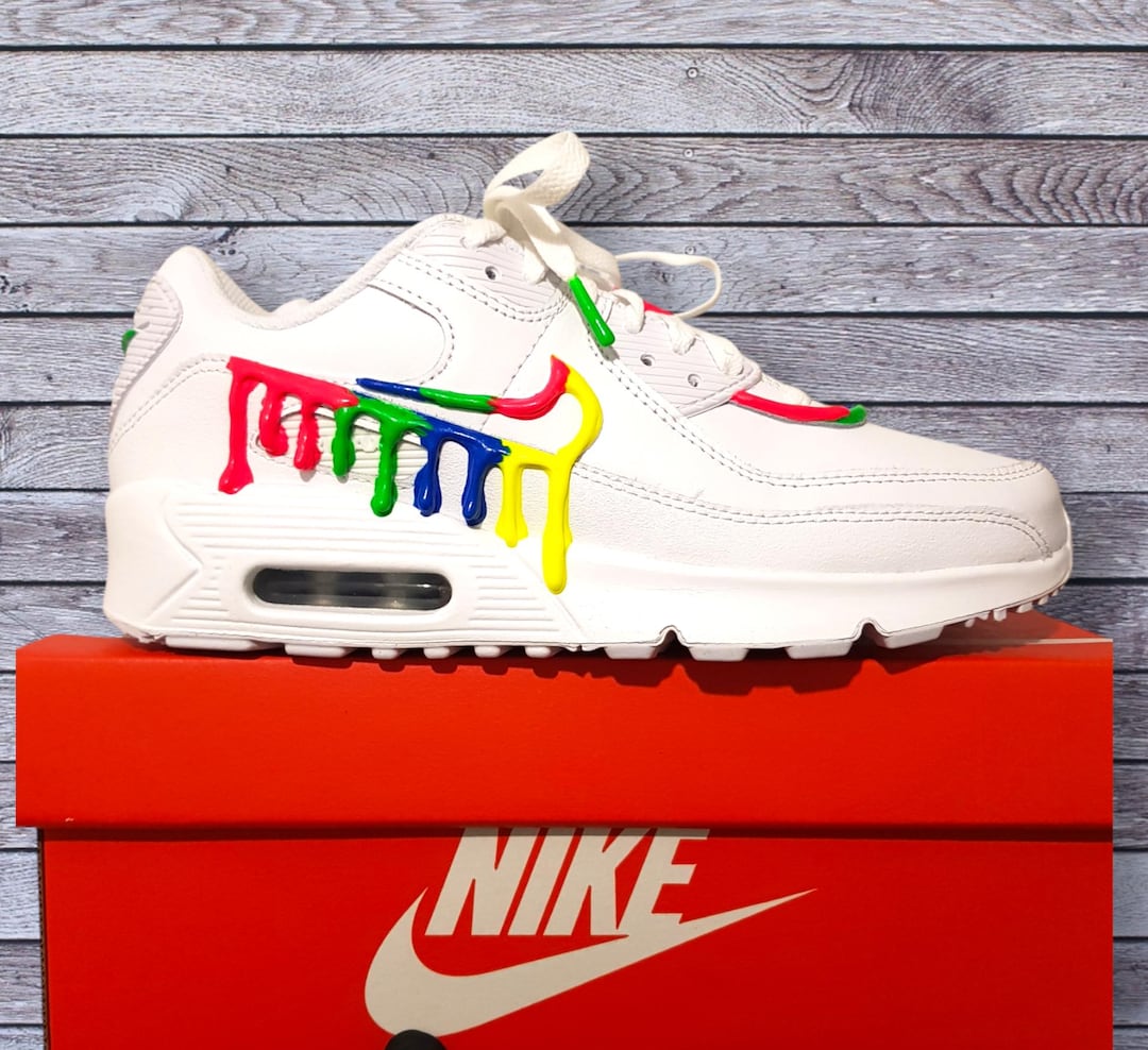Nike Airmax 90 Nike Custom Sneakers, Color Drip,3d Drip Custom Dripping ...